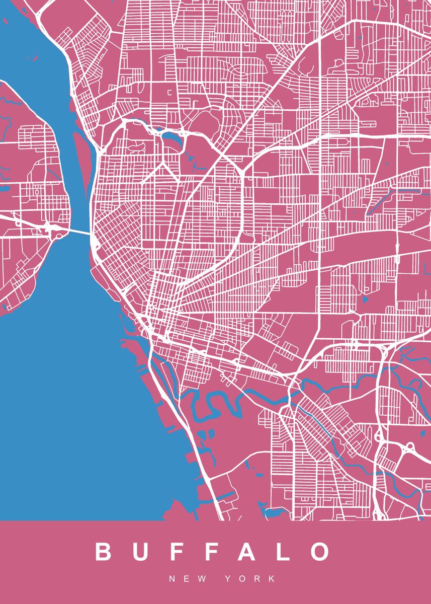 'BUFFALO Art Map ' Poster, picture, metal print, paint by UrbanMaps ...