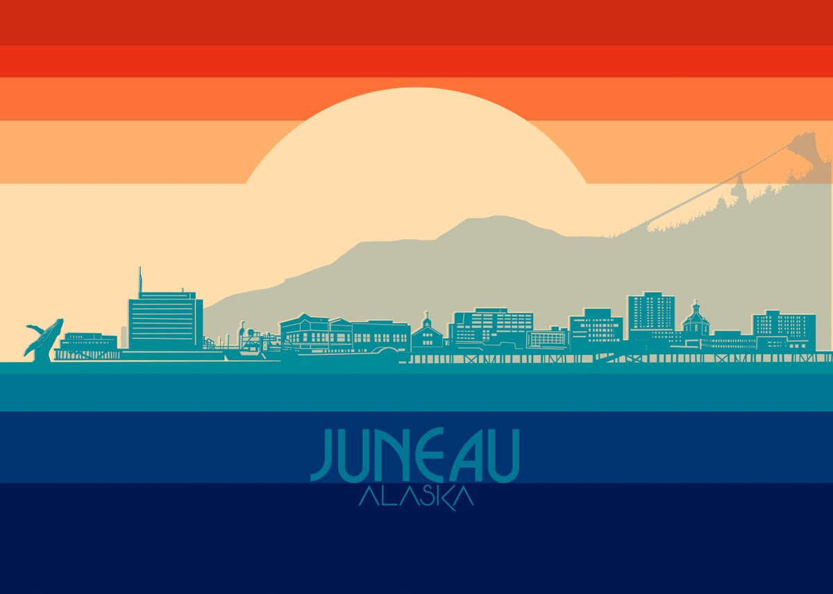 'juneau skyline retro 4' Poster by Bekim Art | Displate