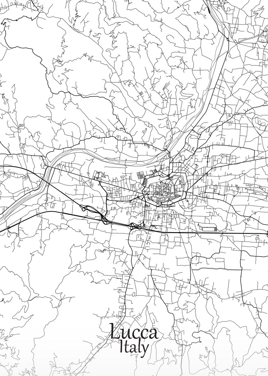 'Lucca City Map Italy' Poster, picture, metal print, paint by Gigi Bgm ...