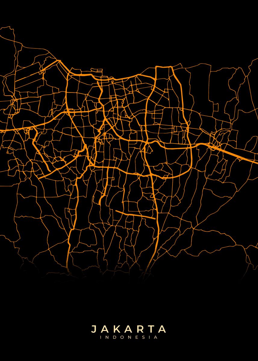 'Jakarta Indonesia map ' Poster, picture, metal print, paint by ...