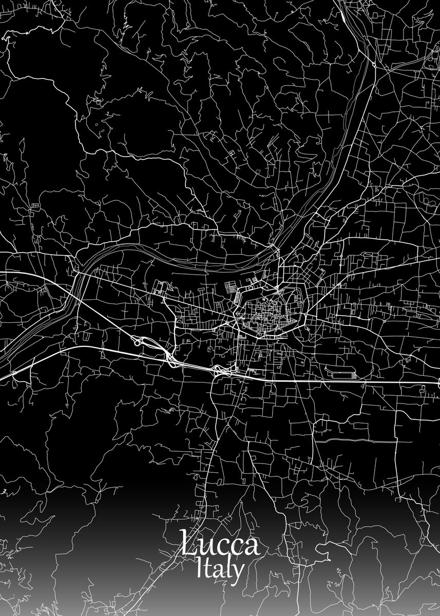 'Lucca City Map Italy' Poster, picture, metal print, paint by Gigi Bgm ...