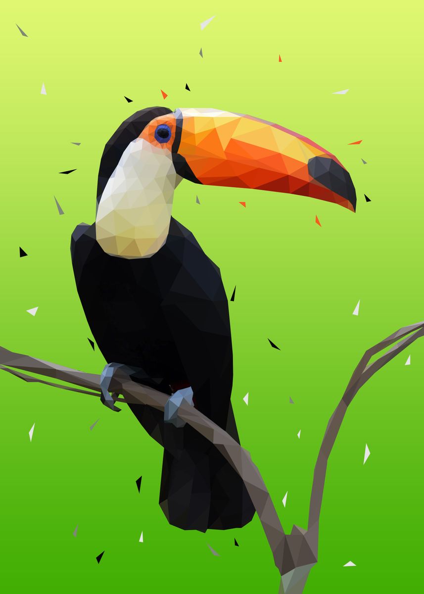 'bird toucan low poly' Poster, picture, metal print, paint by INSPIRE ...