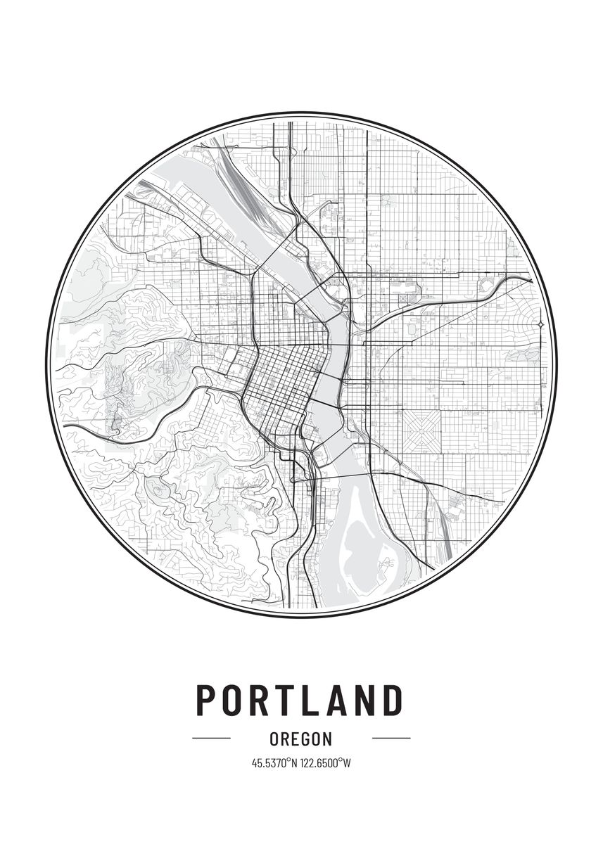 'Portland Oregon USA map' Poster by Designersen | Displate
