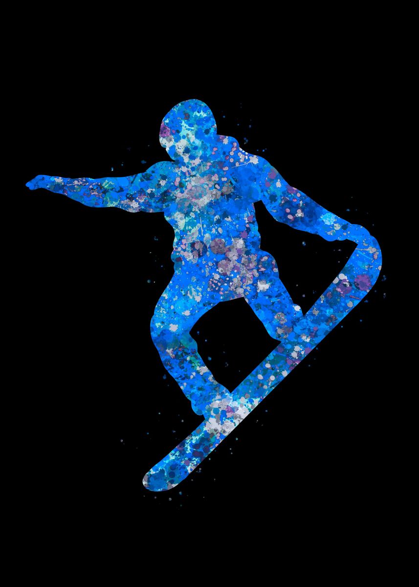 'Snowboard blue' Poster, picture, metal print, paint by Yahya Art ...