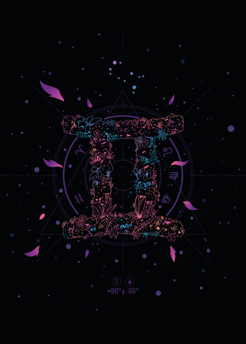 'Zodiac Flower Gemini' Poster by Poster Parlor | Displate