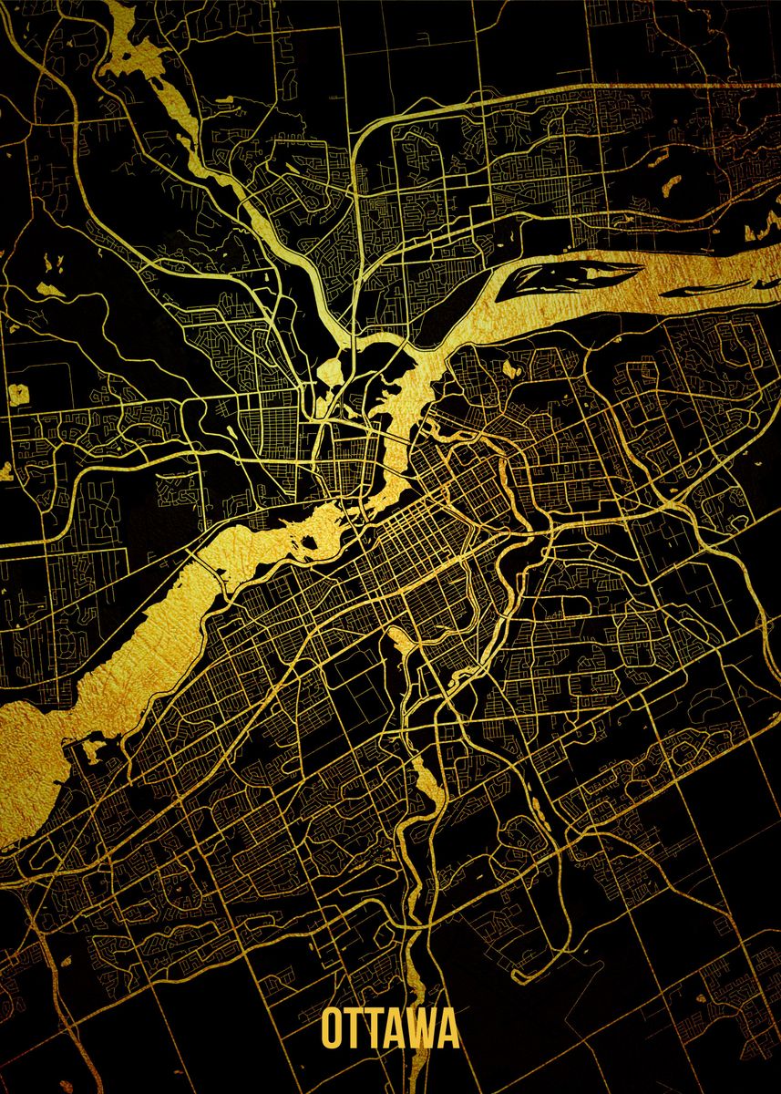 'Ottawa gold map' Poster, picture, metal print, paint by LUNGHISTE ...