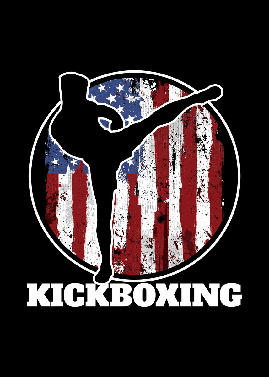 'Kickboxing USA Flag' Poster, picture, metal print, paint by Mealla ...