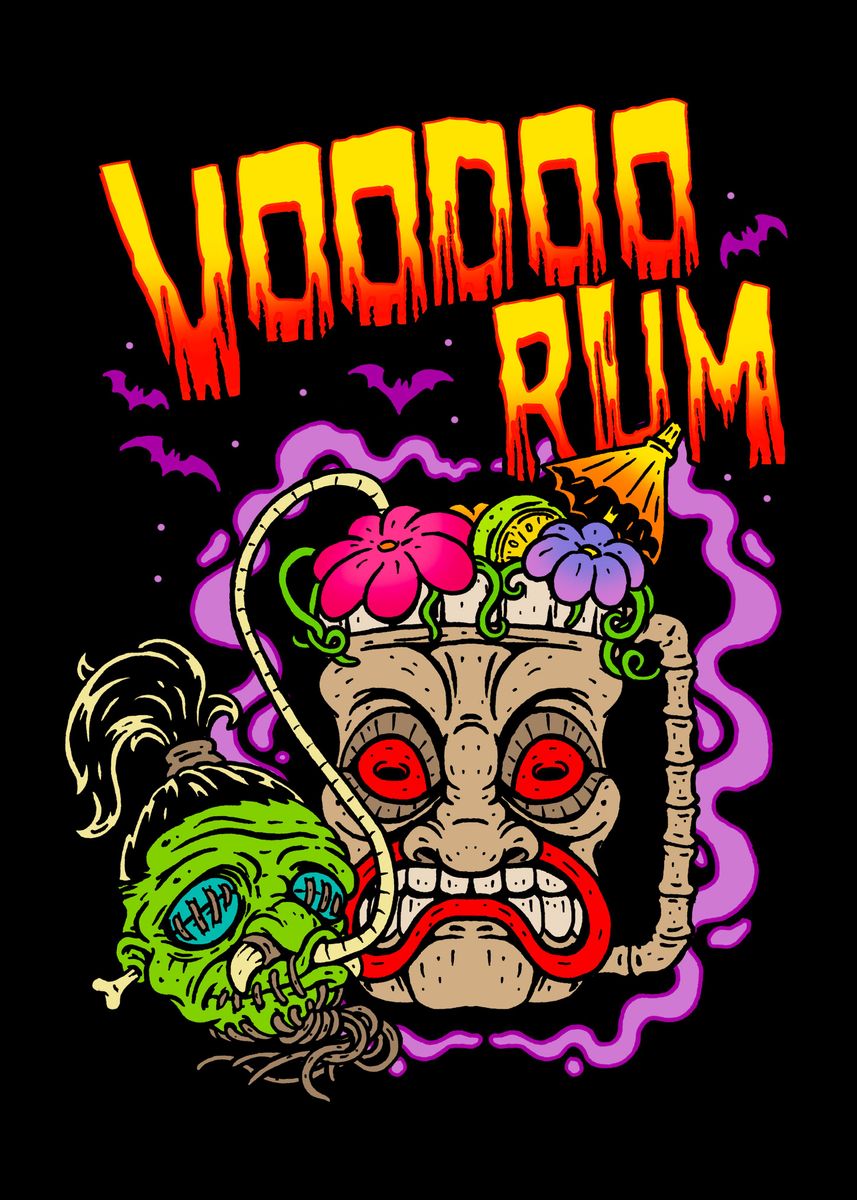 'Voodoo Rum Skull' Poster, picture, metal print, paint by Monsters and ...