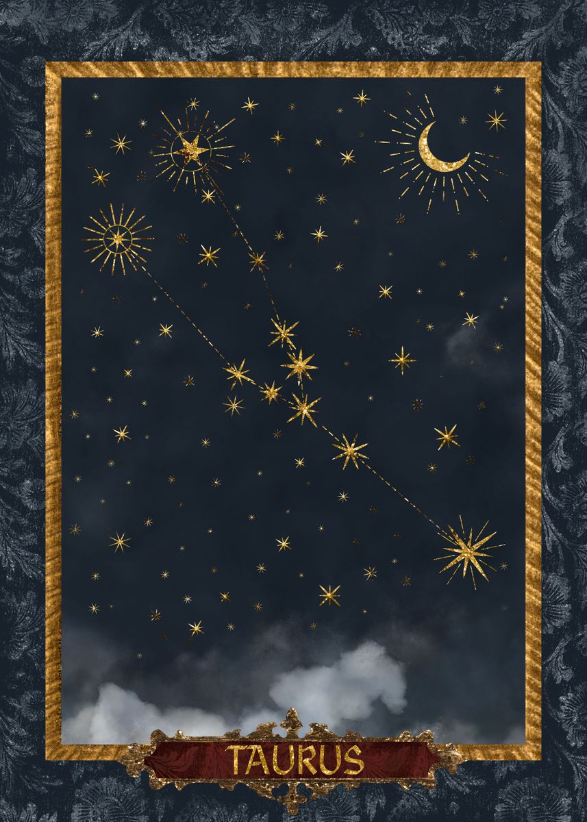 'Taurus Zodiac Sign Stars' Poster, picture, metal print, paint by ...