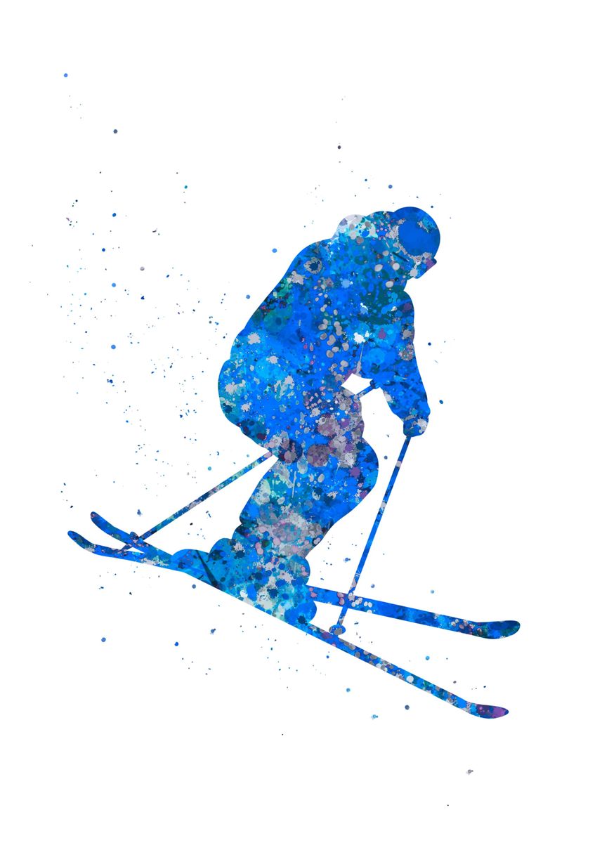 'Skiing alpine' Poster, picture, metal print, paint by Yahya Art | Displate