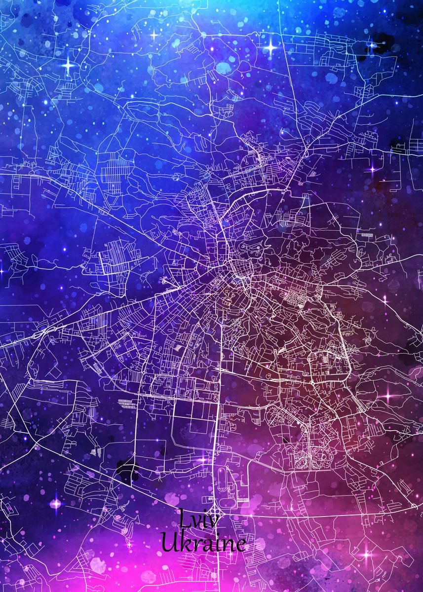 'Lviv City Map Ukraine' Poster, picture, metal print, paint by Gigi Bgm ...