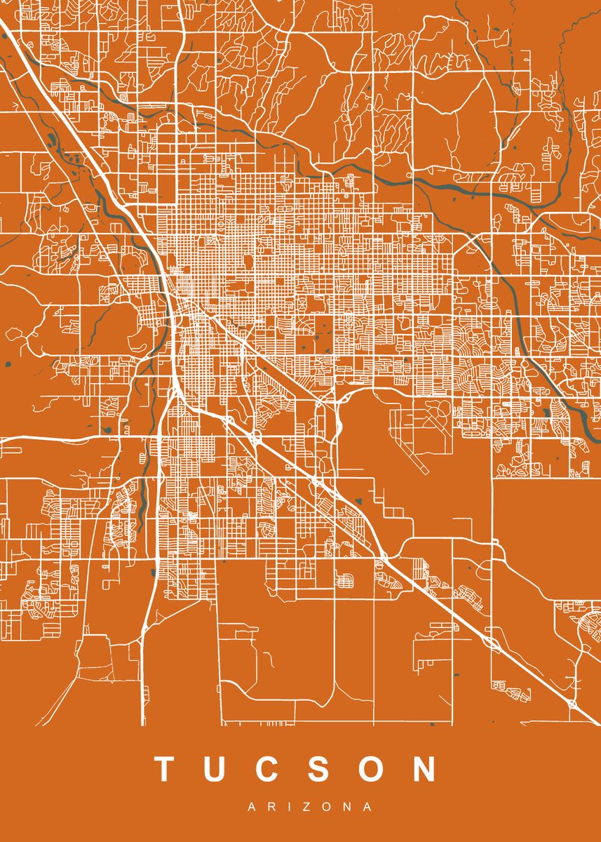'TUSCON Art Map Arizona' Poster, picture, metal print, paint by ...
