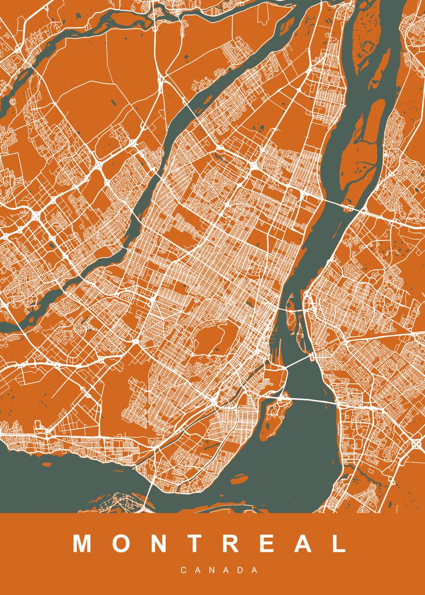 'MONTREAL Art Map Canada' Poster, picture, metal print, paint by ...