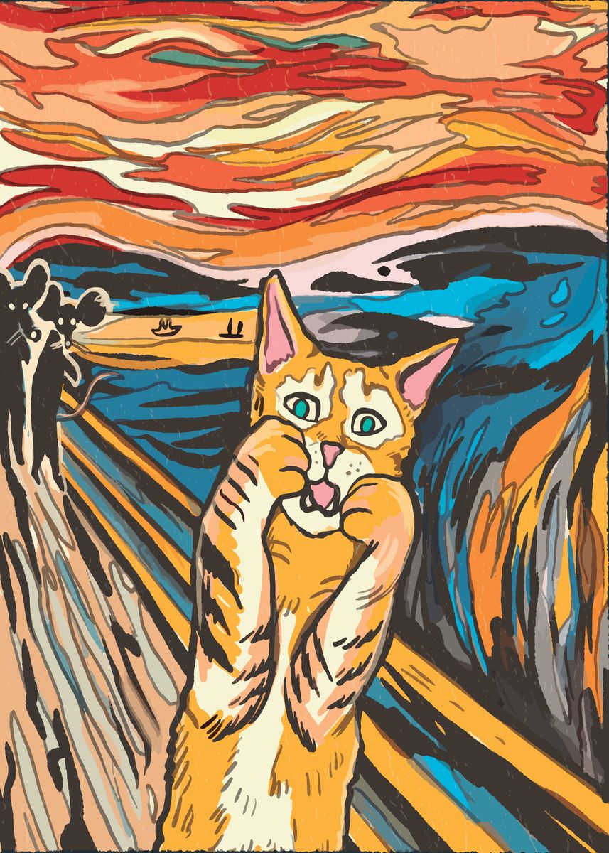 'THE CAT SCREAM MUNCH' Poster, picture, metal print, paint by ...