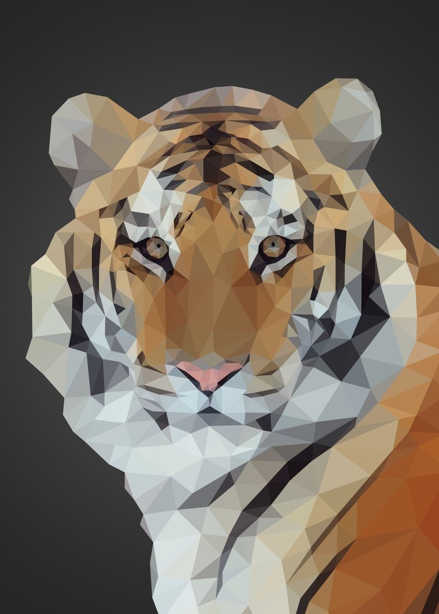 'Low Poly Tiger' Poster, picture, metal print, paint by INSPIRE ...
