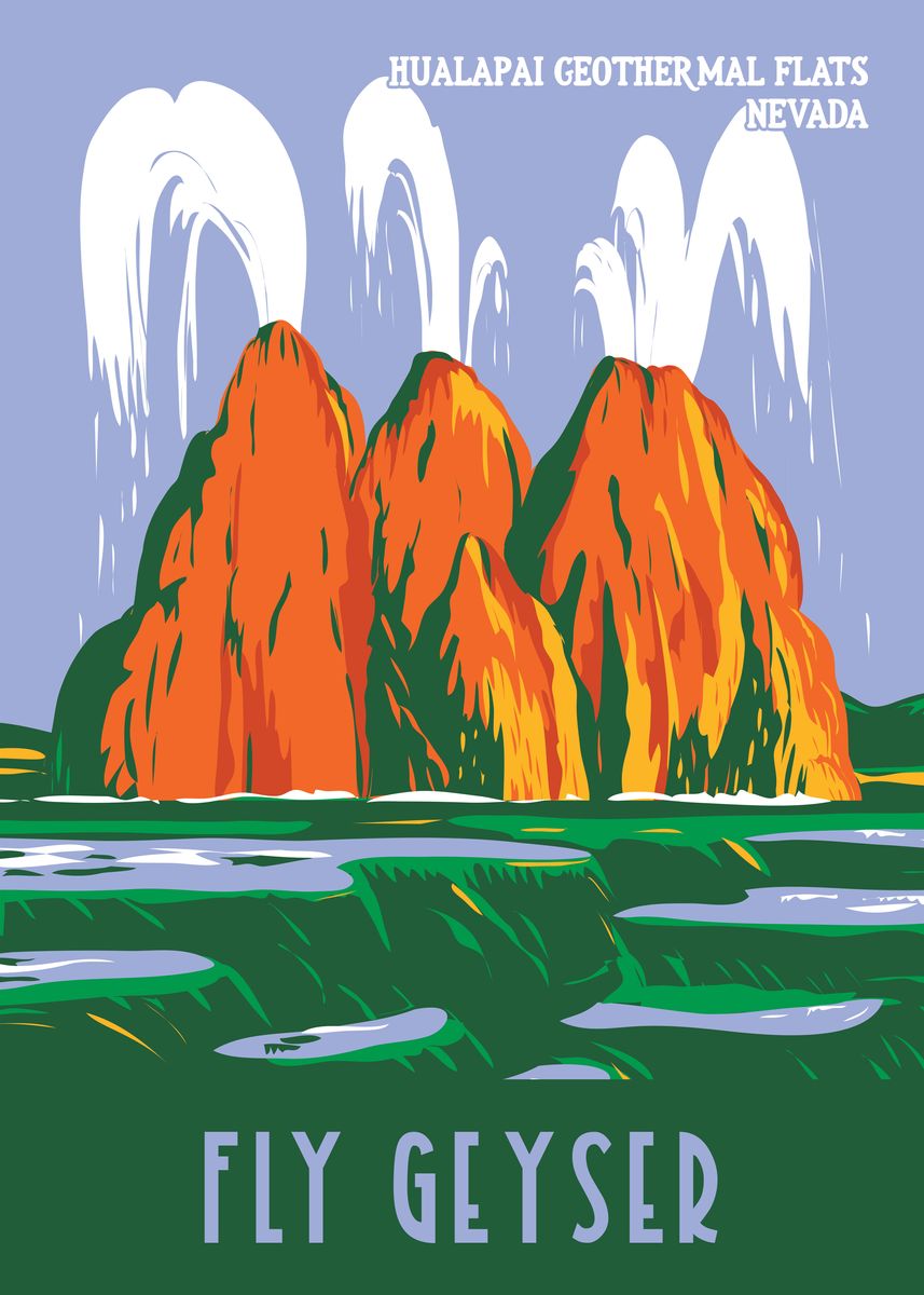 'Fly Geyser WPA' Poster, picture, metal print, paint by John Lucke ...
