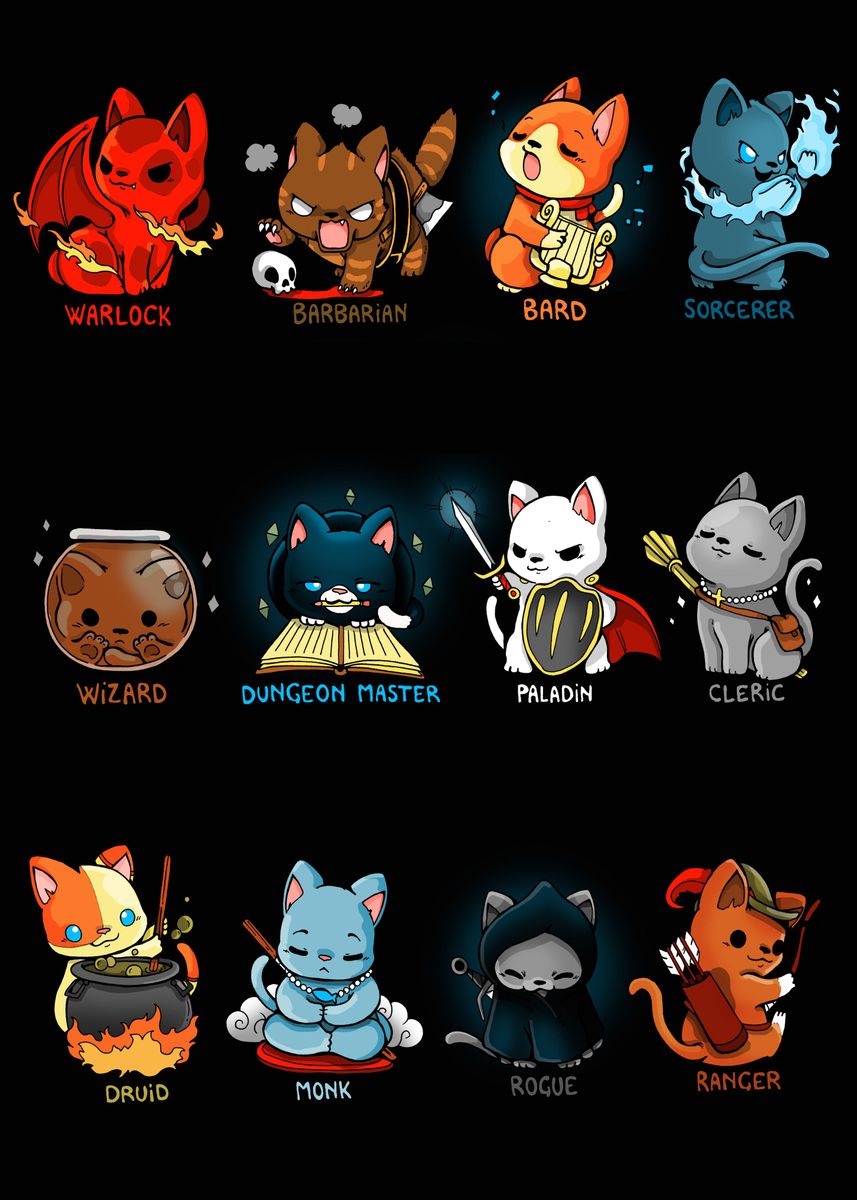 'Cat Role play game' Poster, picture, metal print, paint by Valentina ...