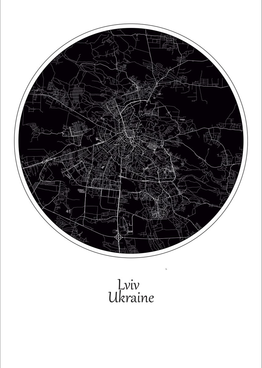 'Lviv City Map Ukraine' Poster, picture, metal print, paint by Gigi Bgm ...
