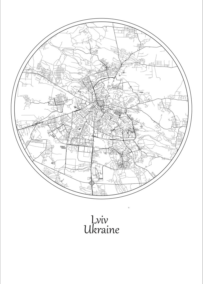 'Lviv City Map Ukraine' Poster, picture, metal print, paint by Gigi Bgm ...