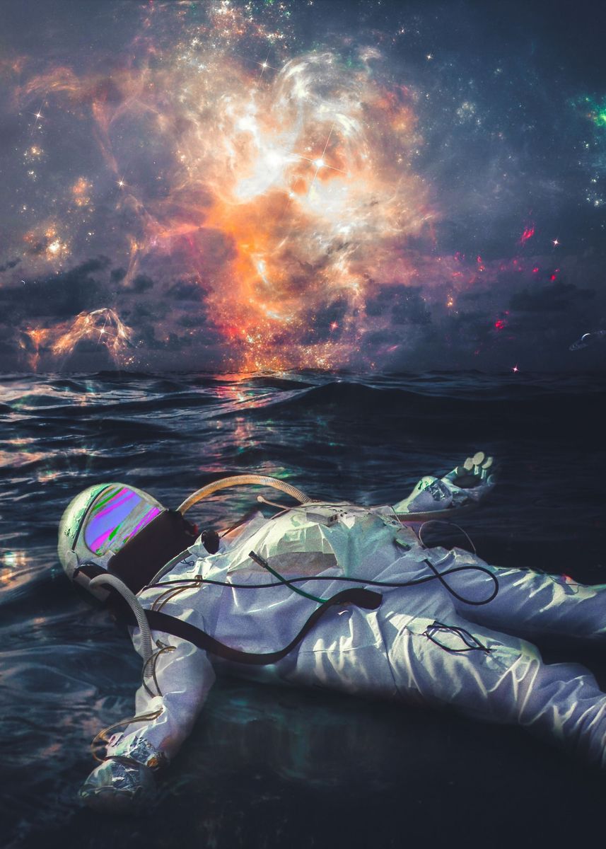 'Astronaut Floating in Sea' Poster, picture, metal print, paint by Gen ...