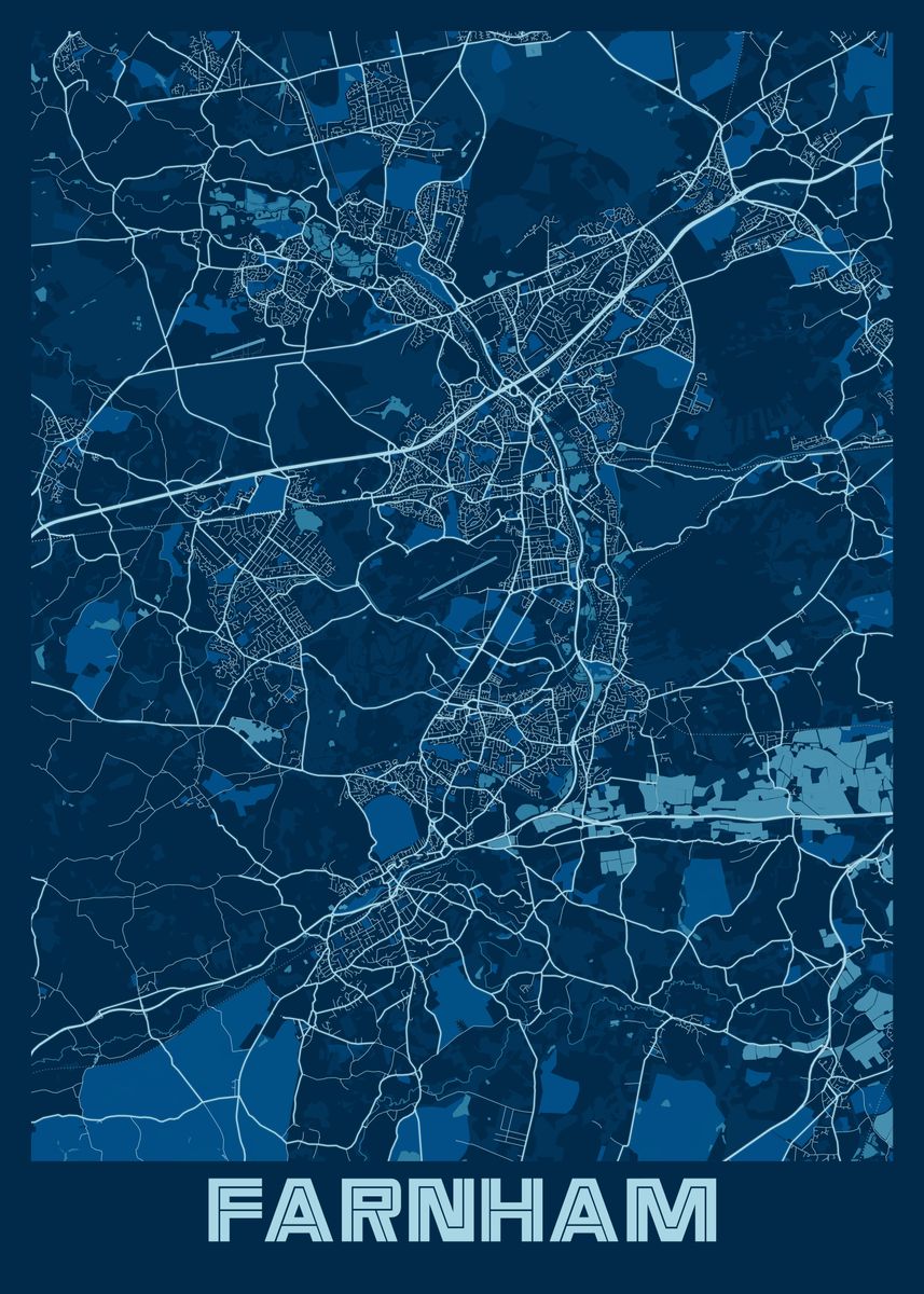 'Farnham Peace City Map' Poster, picture, metal print, paint by Tien ...