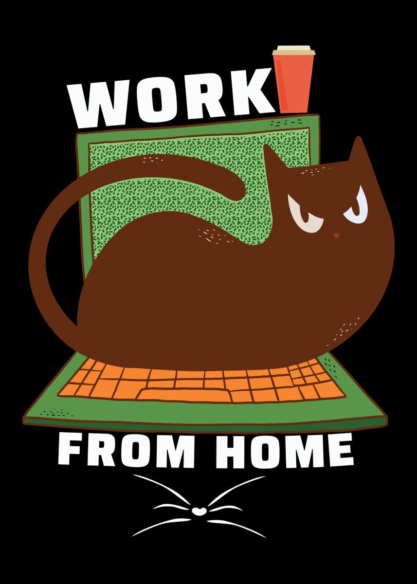 'Cat In The Home Office' Poster by MrColorUp | Displate