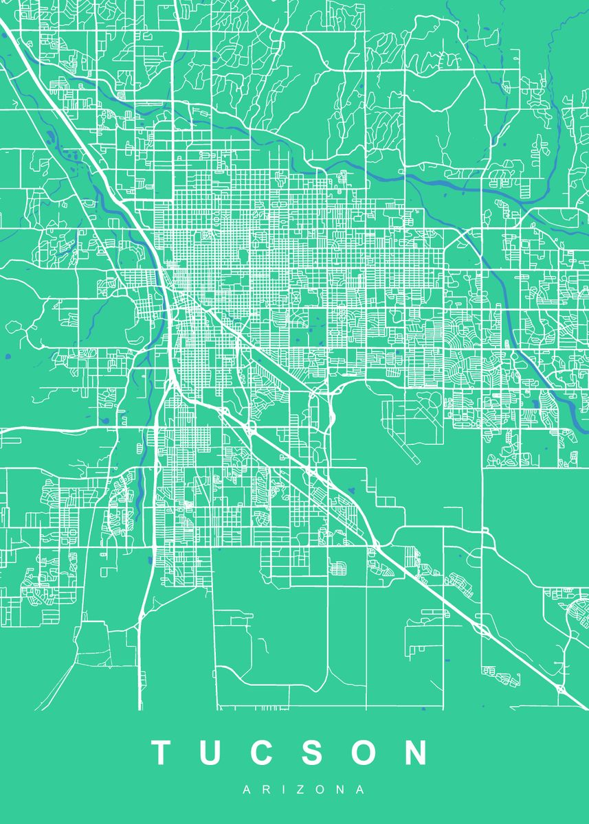 'TUCSON Art Map Arizona' Poster, picture, metal print, paint by ...