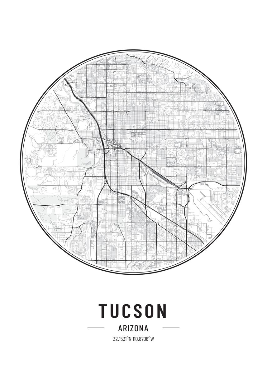 'Tucson Arizona USA MAP' Poster by Designersen | Displate