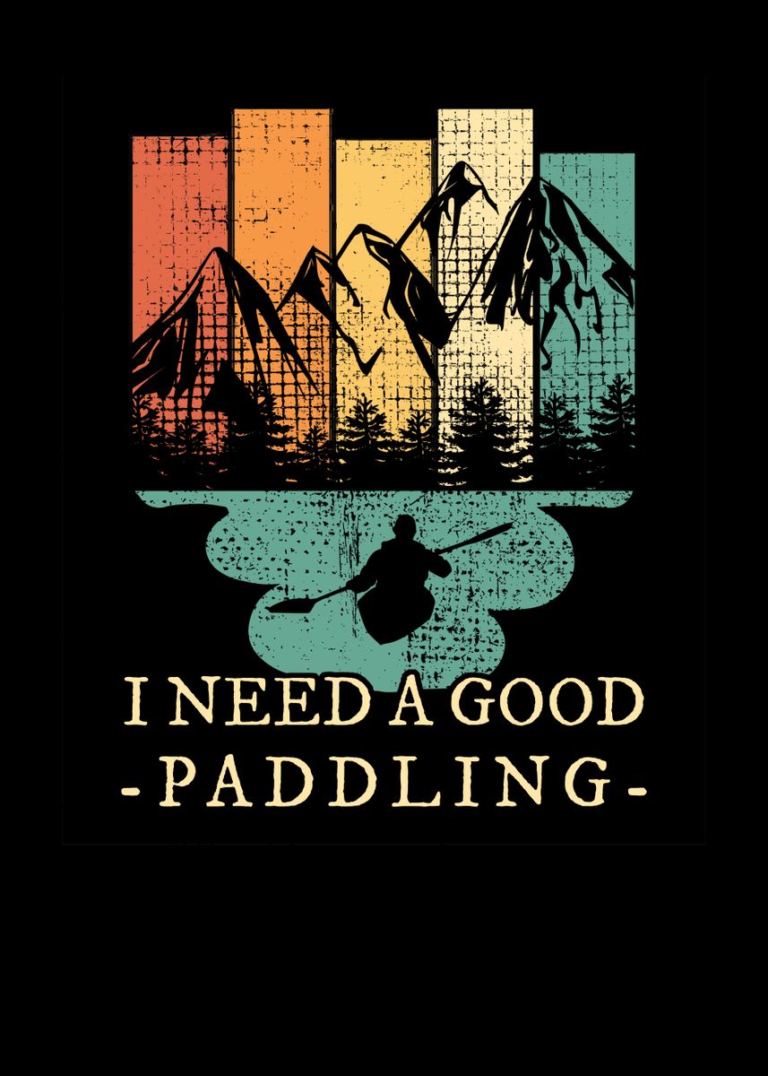 'Kayaking Canoeing Retro' Poster, picture, metal print, paint by ...