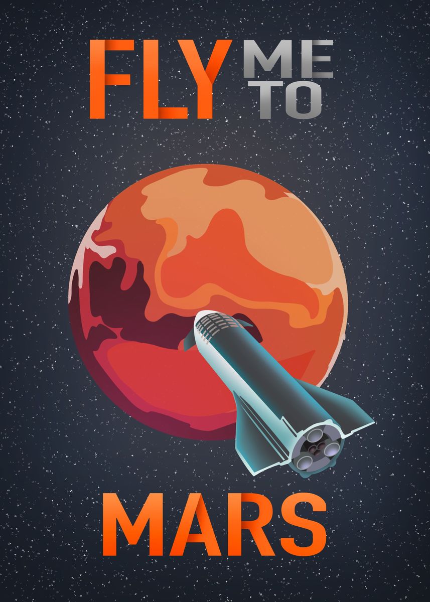 'Fly me to Mars ' Poster, picture, metal print, paint by Valter Shabani Productions | Displate