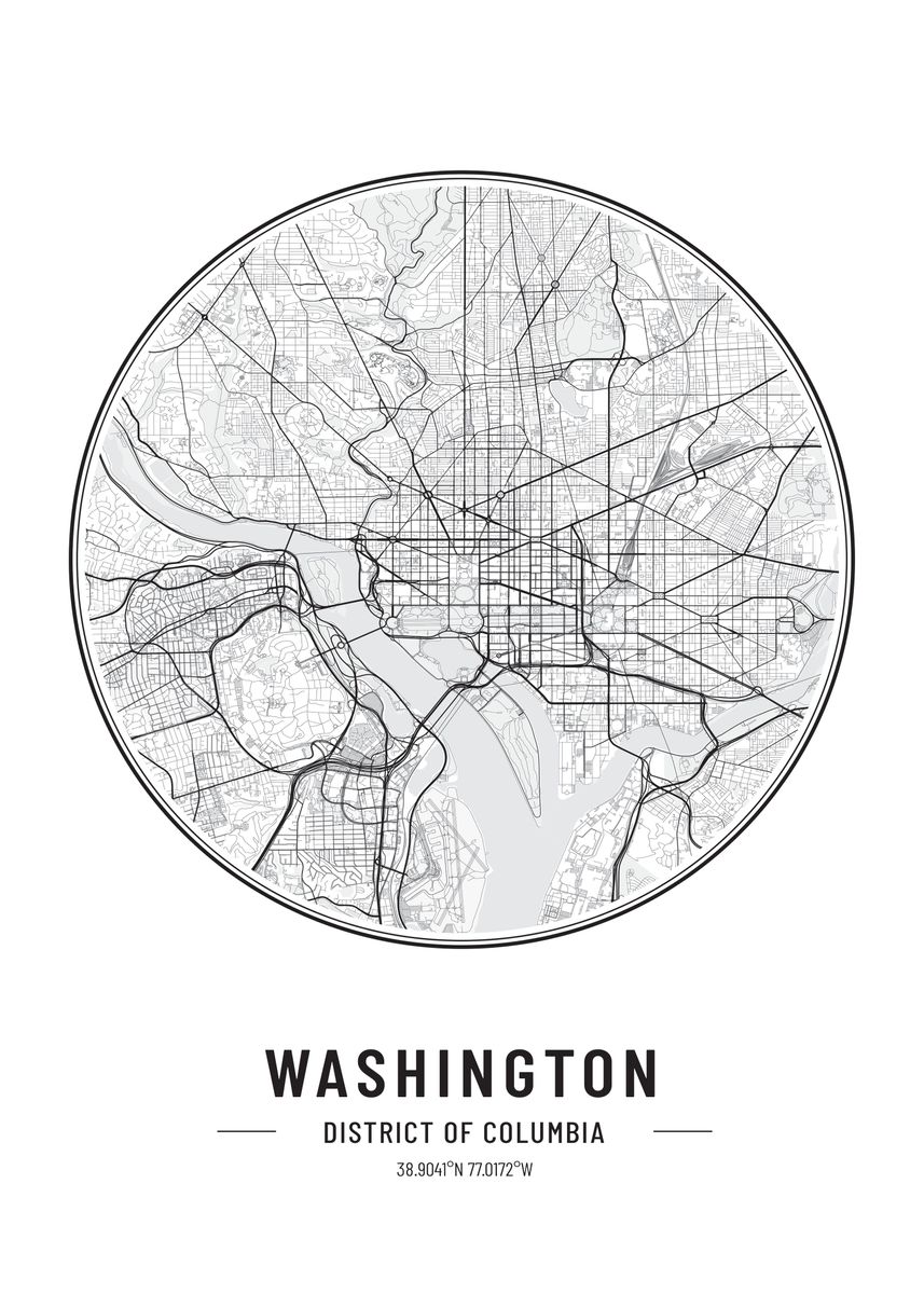 'Washington USA map' Poster, picture, metal print, paint by Designersen ...