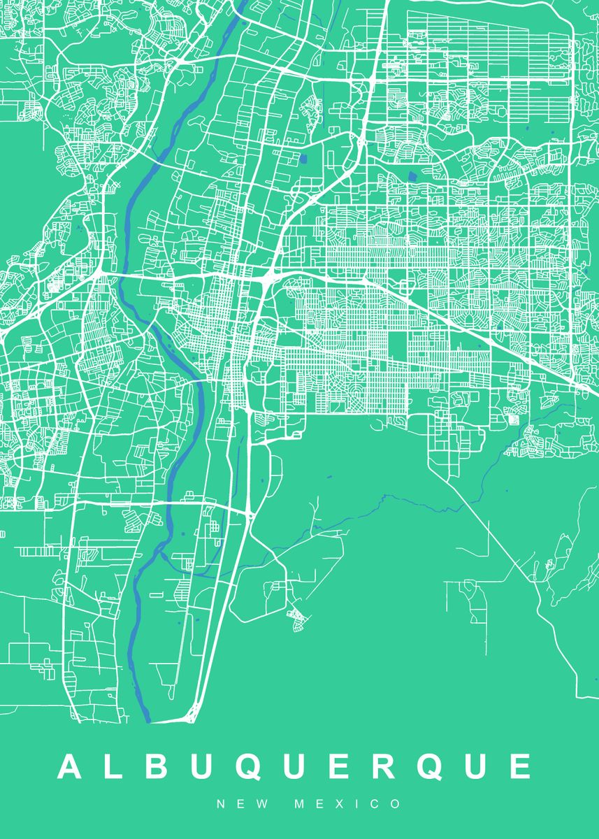'ALBUQUERQUE Art Map' Poster, picture, metal print, paint by UrbanMaps ...