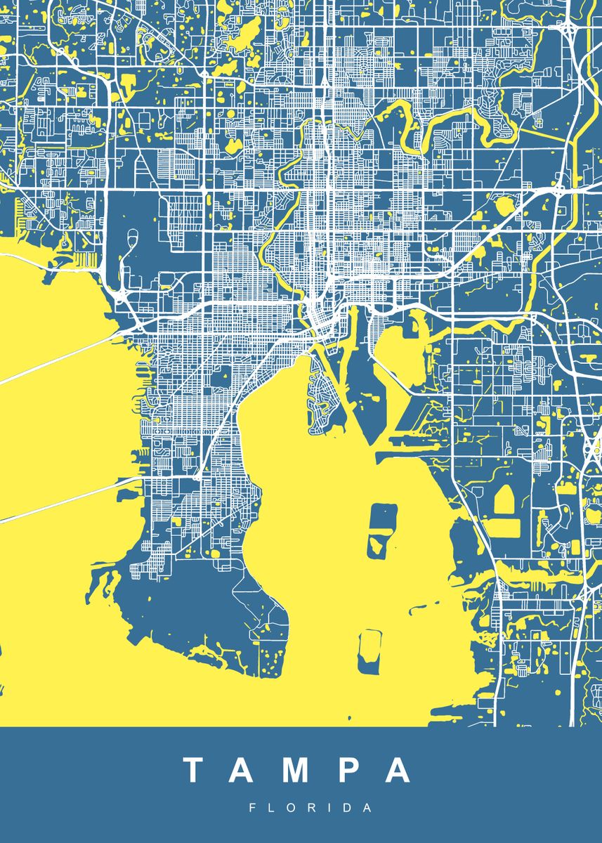 'TAMPA Art Map Florida' Poster by UrbanMaps | Displate