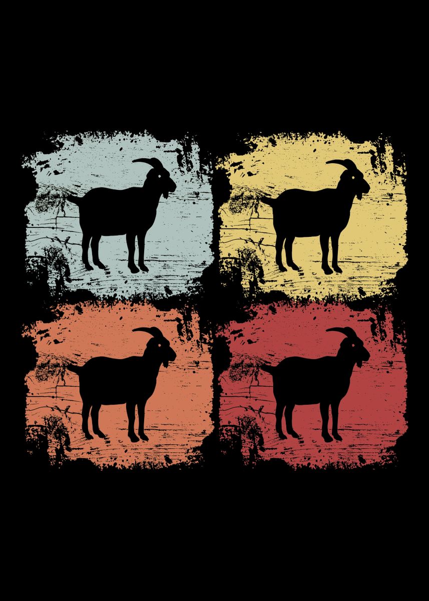 'Goat Retro' Poster, picture, metal print, paint by Shiva121 | Displate