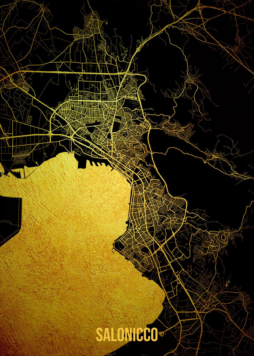 'Salonicco gold map' Poster, picture, metal print, paint by LUNGHISTE ...