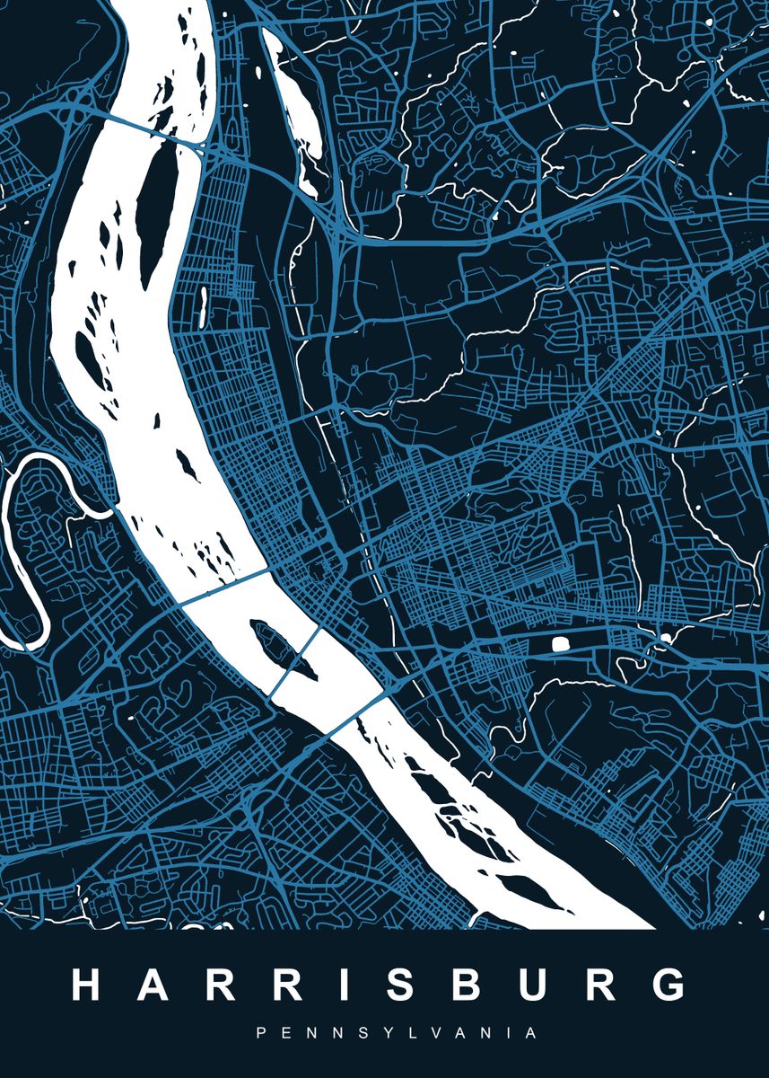 'HARRISBURG Art Map' Poster by UrbanMaps | Displate