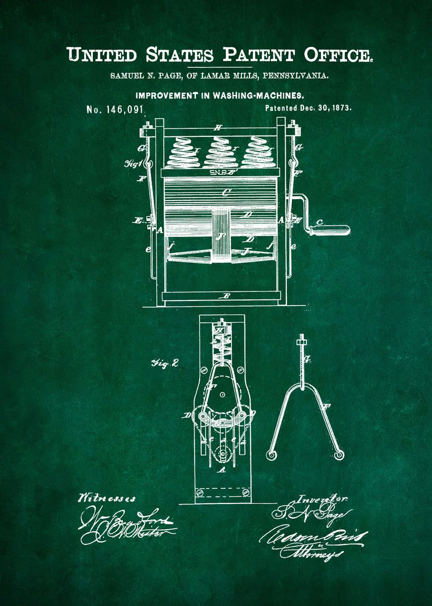 '32 Washing Machine Patent' Poster by Jana Lara | Displate