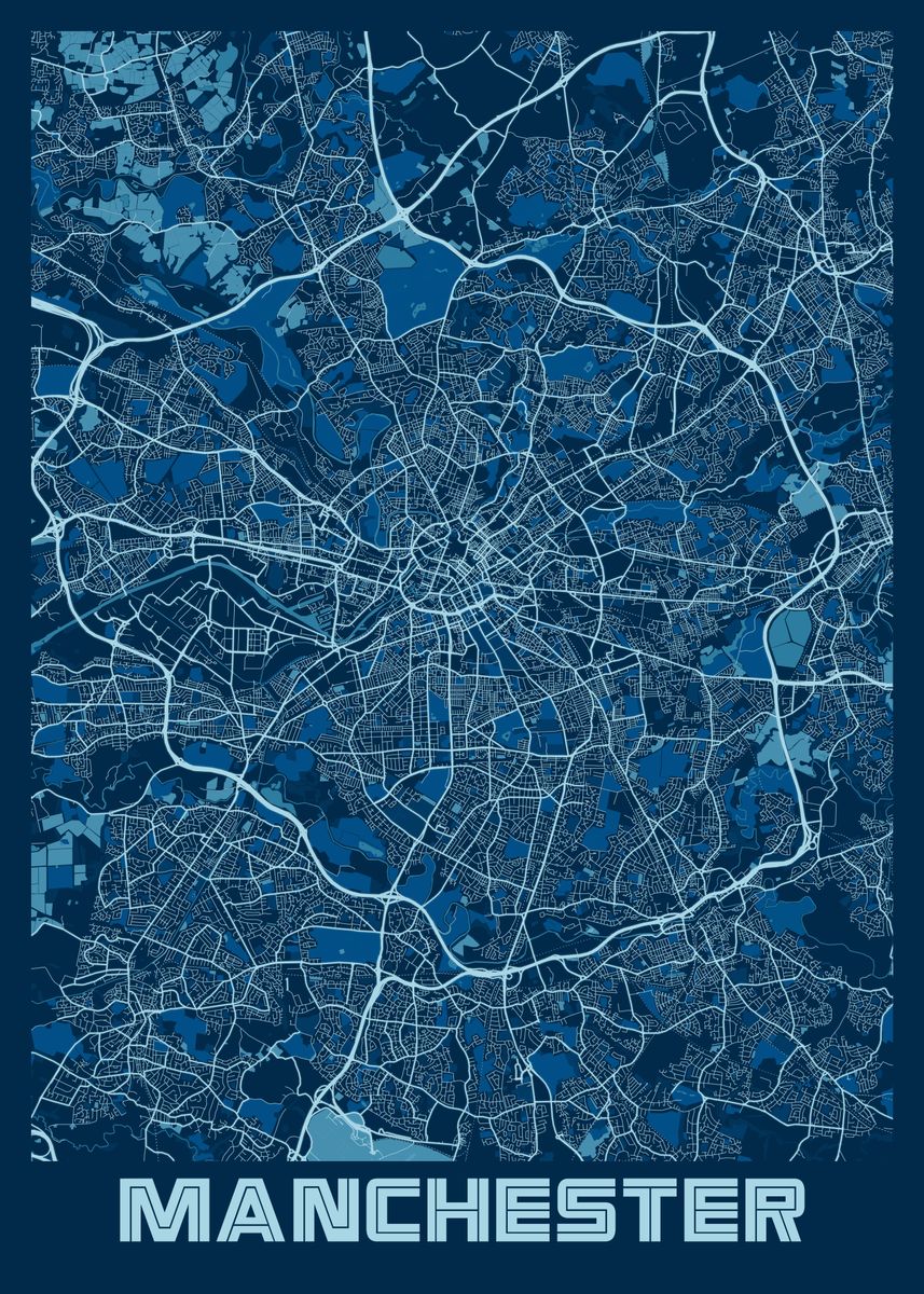 'Manchester Peace City Map' Poster, picture, metal print, paint by Tien ...