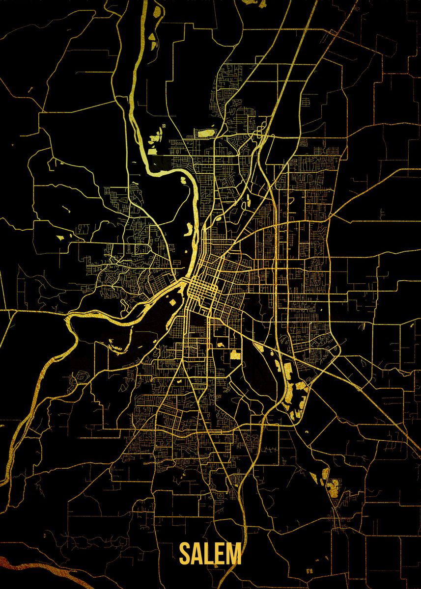 'Salem gold map' Poster, picture, metal print, paint by LUNGHISTE ...