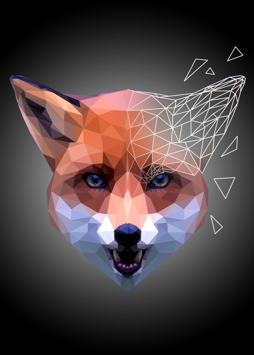 'fox low poly' Poster, picture, metal print, paint by INSPIRE ...