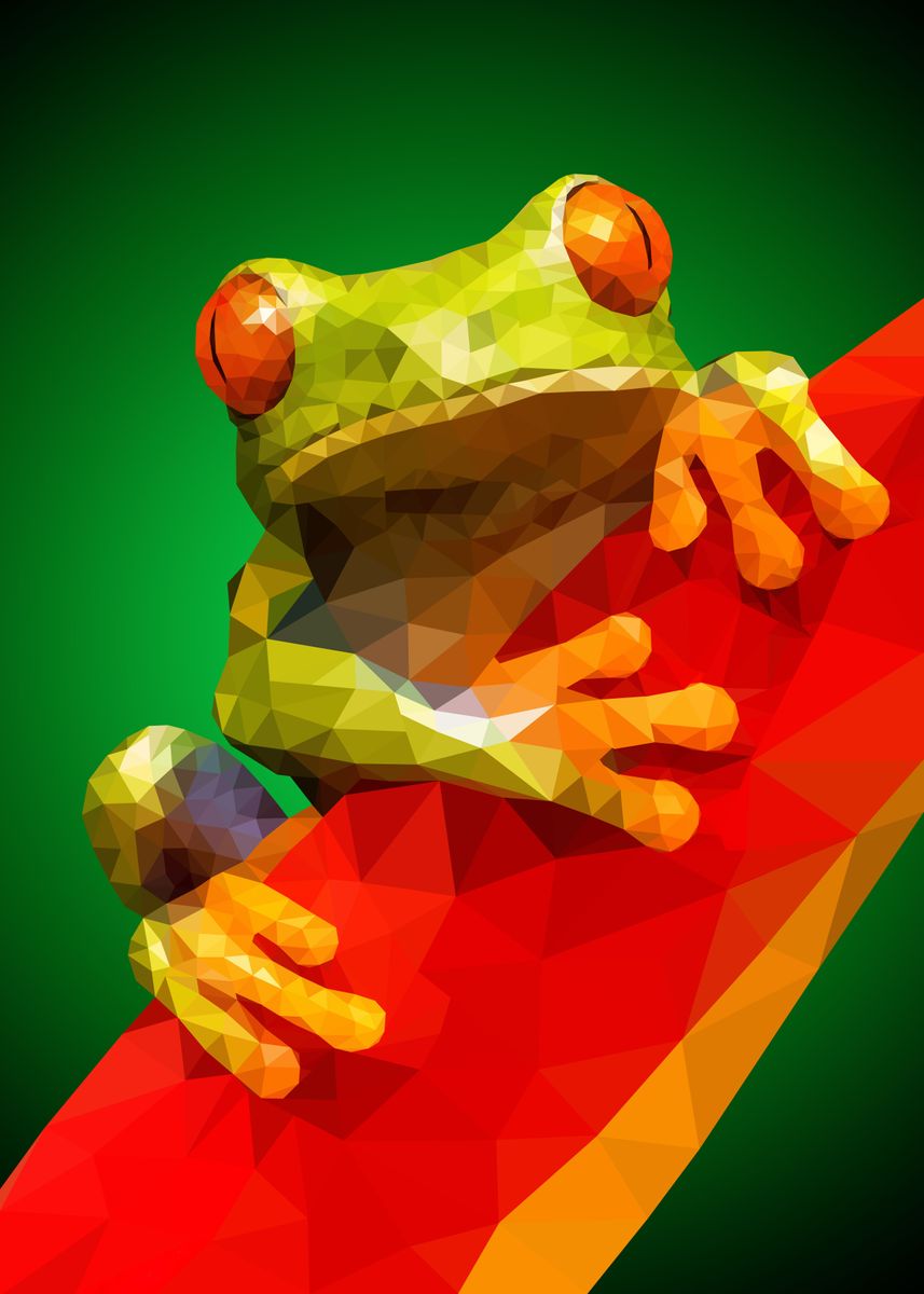 'frog low poly' Poster, picture, metal print, paint by INSPIRE ...