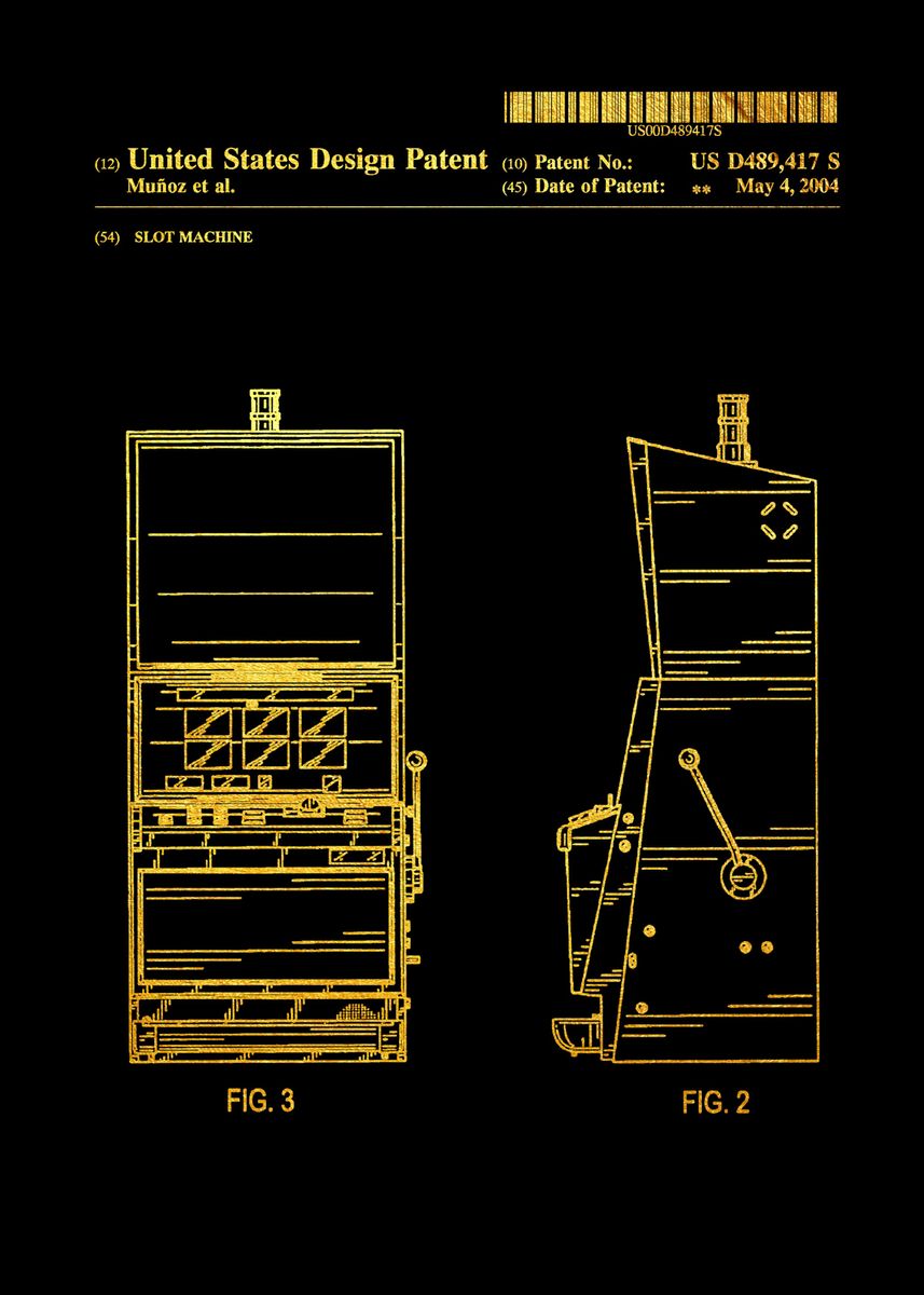 '58 Slot Machine Patent' Poster, picture, metal print, paint by Kaleigh ...