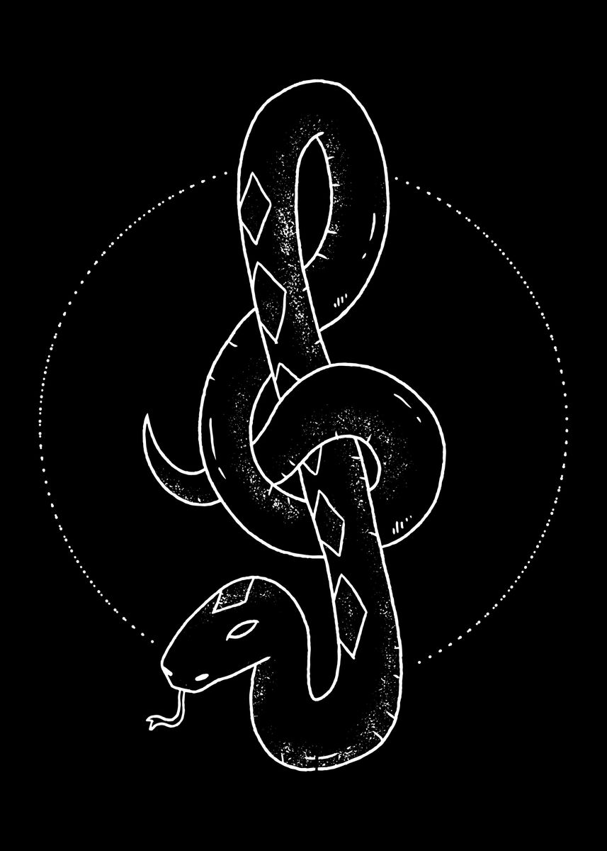 'Snake Music Note' Poster, picture, metal print, paint by ...
