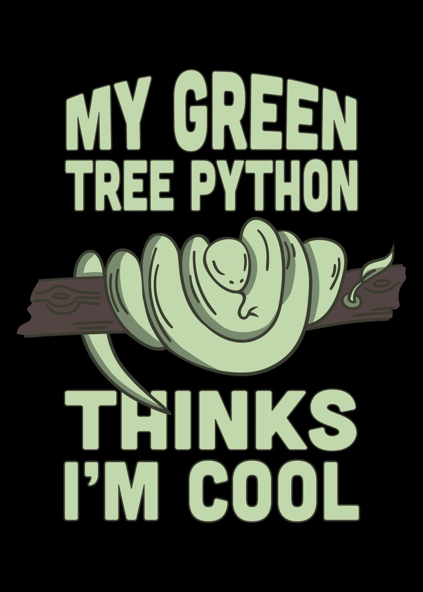 'Green tree python snake' Poster, picture, metal print, paint by Lukes ...