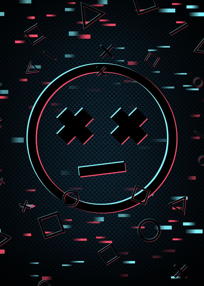 'Game Over Face Glitch' Poster, picture, metal print, paint by ...