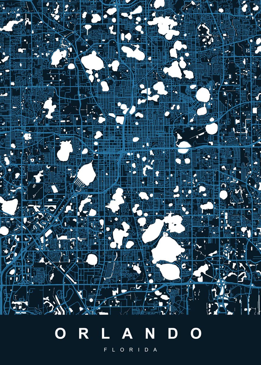 'ORLANDO Art Map Florida' Poster, picture, metal print, paint by ...