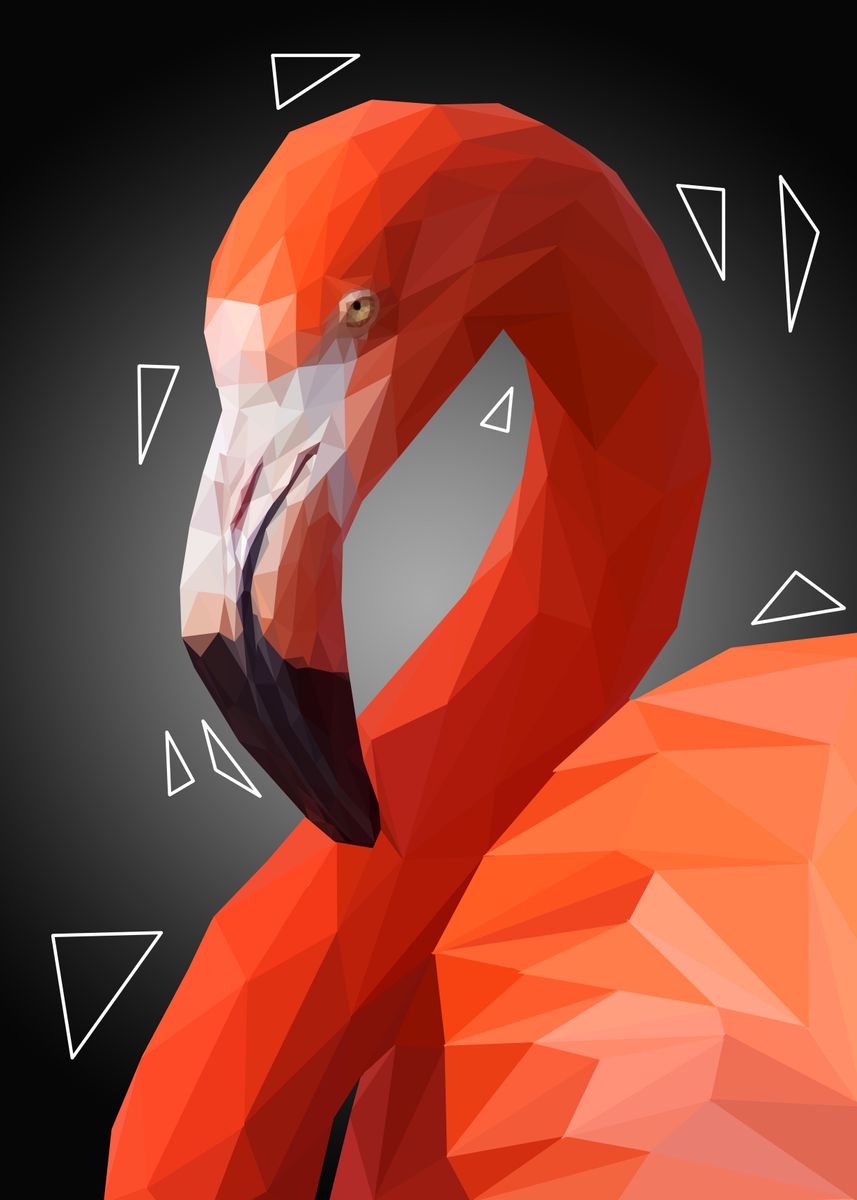 'flamingo low poly' Poster, picture, metal print, paint by INSPIRE ...