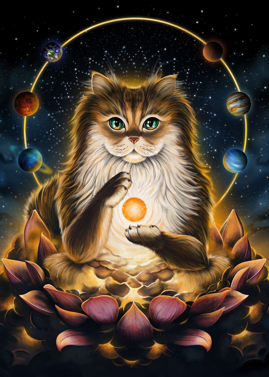 'Enlightenment of Cat' Poster, picture, metal print, paint by Jeff ...