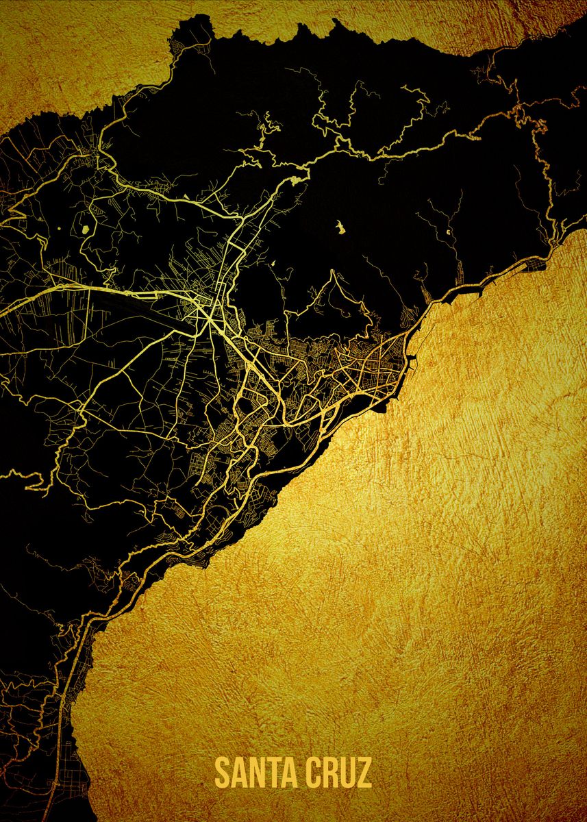 'Santa Cruz gold map' Poster, picture, metal print, paint by Stefano ...