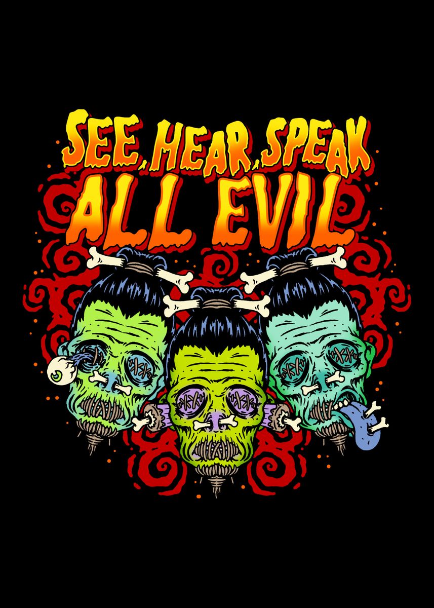 'No Evil' Poster, picture, metal print, paint by Monsters and Martians ...